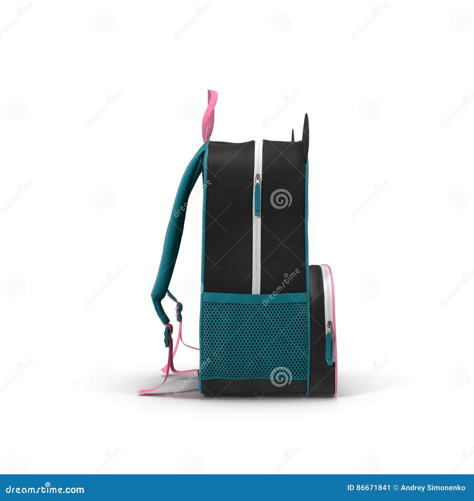 Child`s Backpack Isolated on a White. Side View. 3D Illustration Stock ...