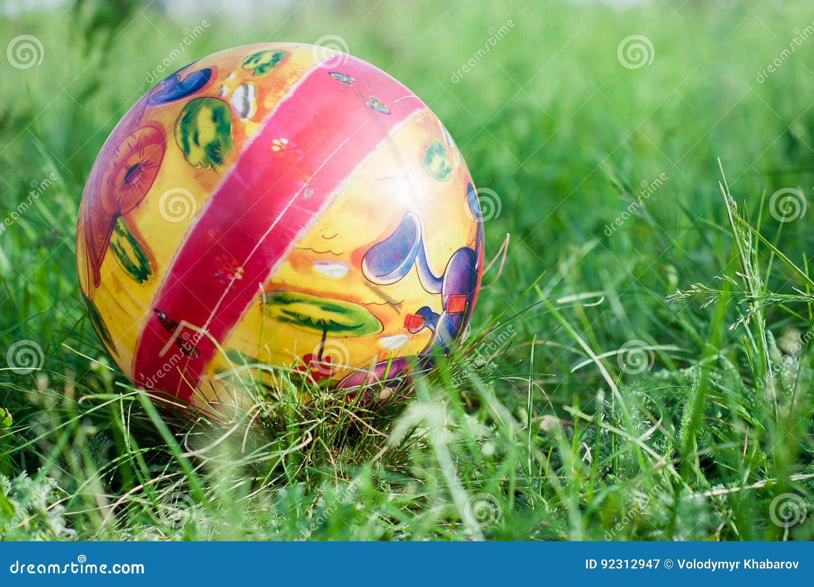 The Child`s Ball on a Green Grass Stock Image - Image of sport, child ...