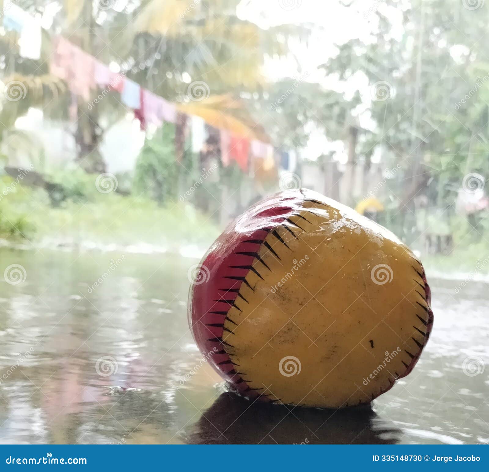Child s ball in the rain stock photo. Image of niño - 335148730