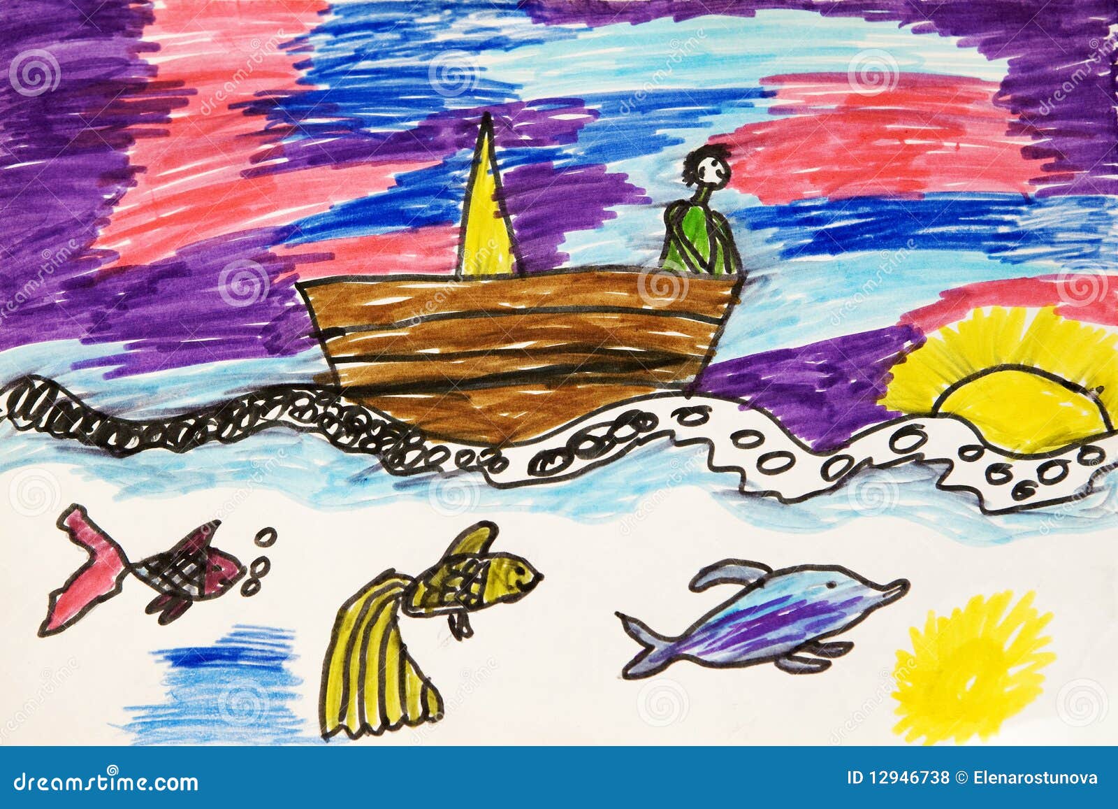 Child s bright drawing. stock photo. Image of bright - 12946738