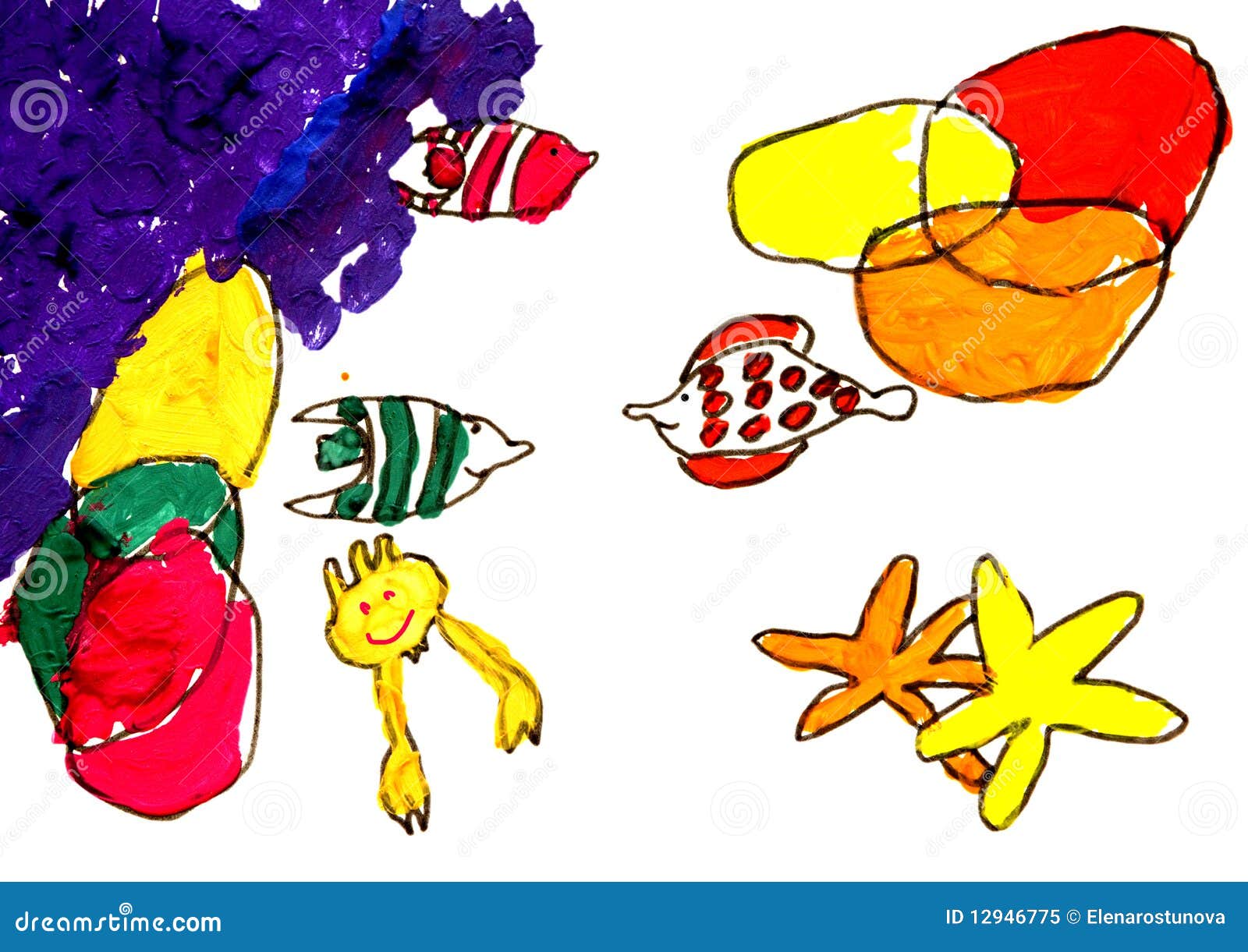 Child s bright drawing stock image. Image of bright, paintings - 12946775