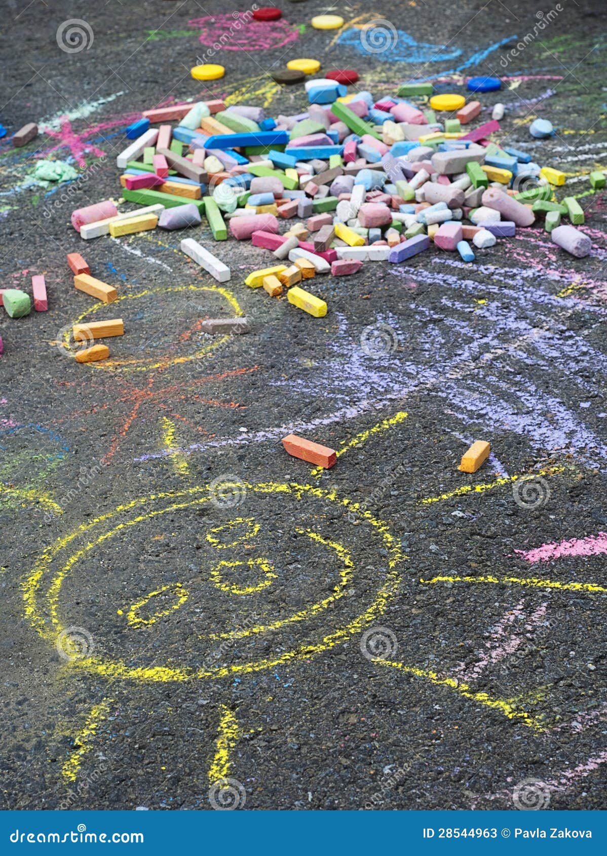 Child s chalk drawing stock image. Image of education - 28544963