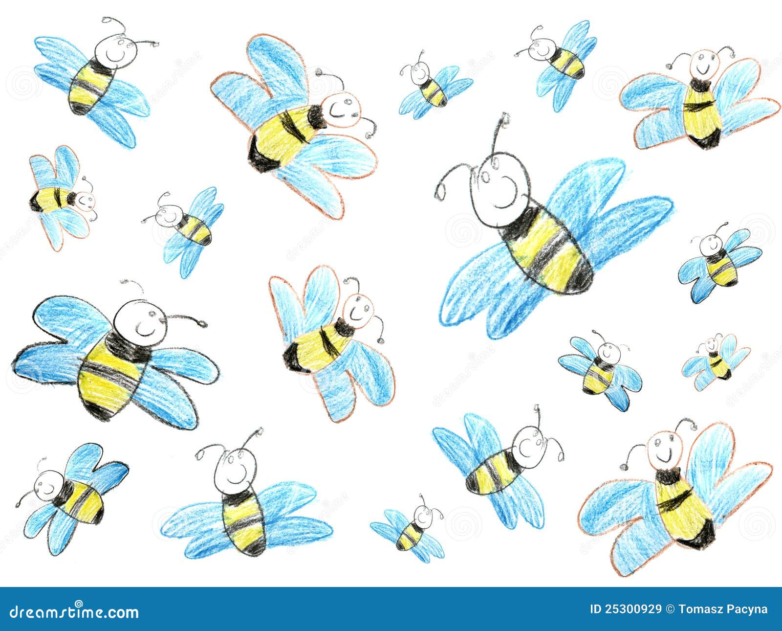 Child s drawing of bees stock illustration. Illustration of cute - 25300929