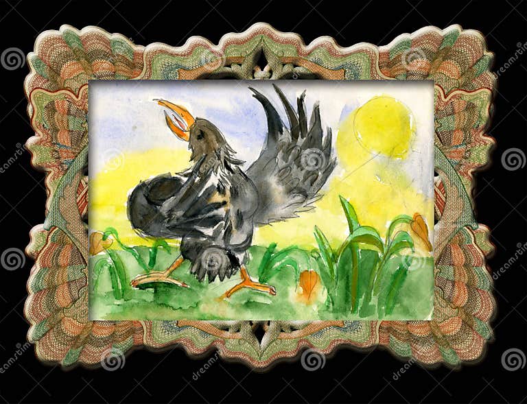 Child S Drawing Dancing Birds. Stock Illustration - Illustration of ...