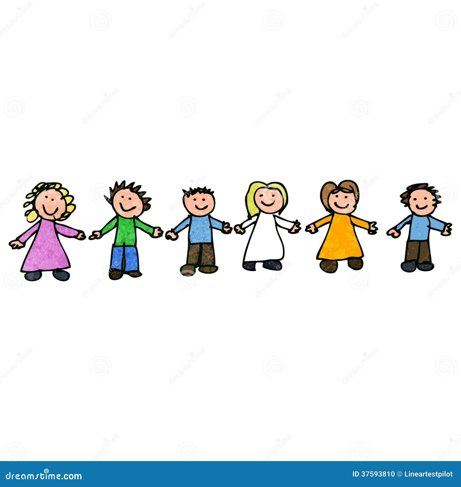 Child S Drawing of Friends Together Stock Vector - Illustration of ...