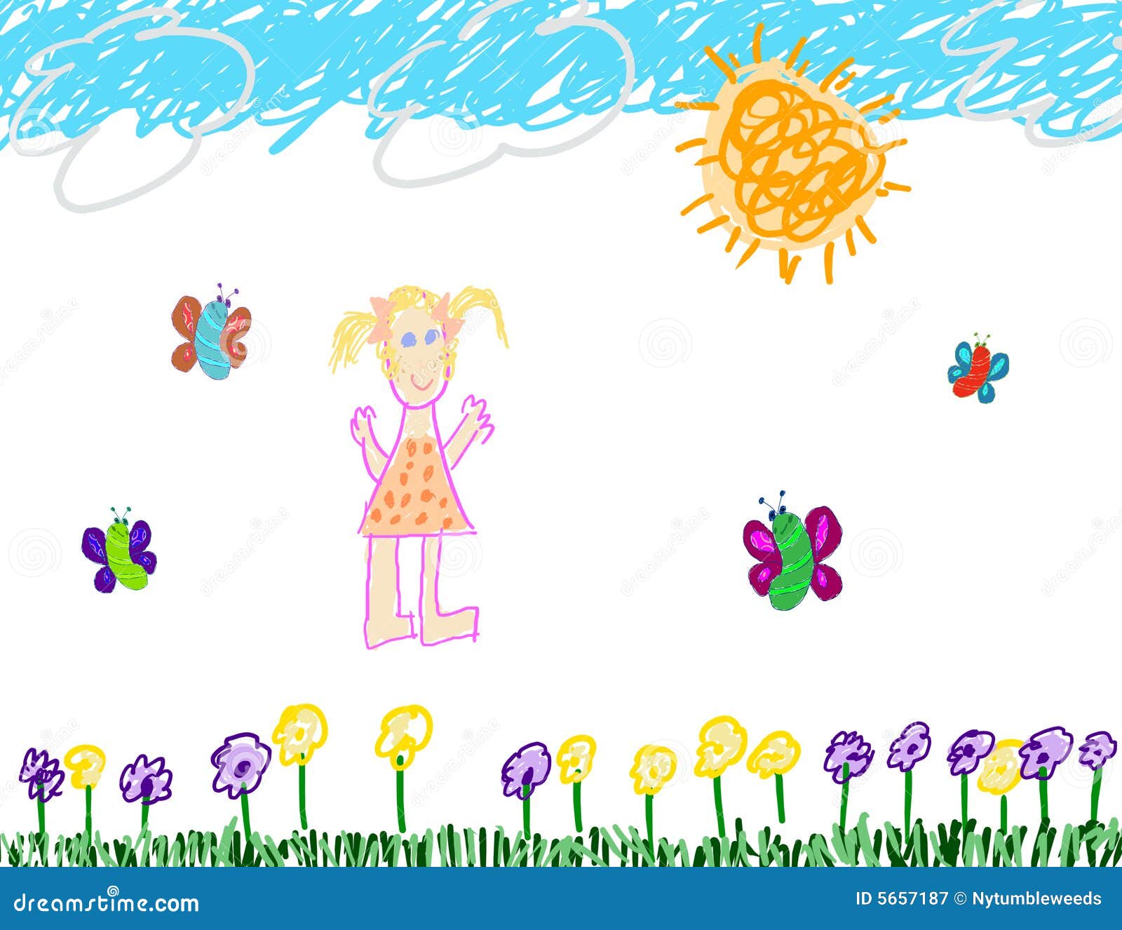 Child Playing Outside Drawing