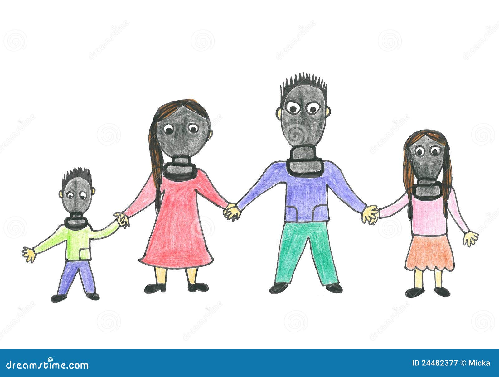 Childs Drawing of Future Life Stock Illustration - Illustration of ...