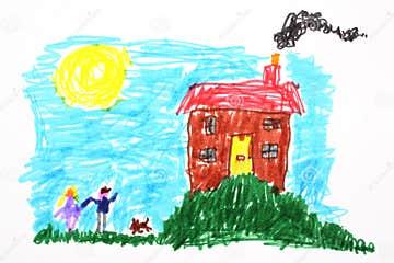 Child s Drawing of a House stock illustration. Illustration of concept ...