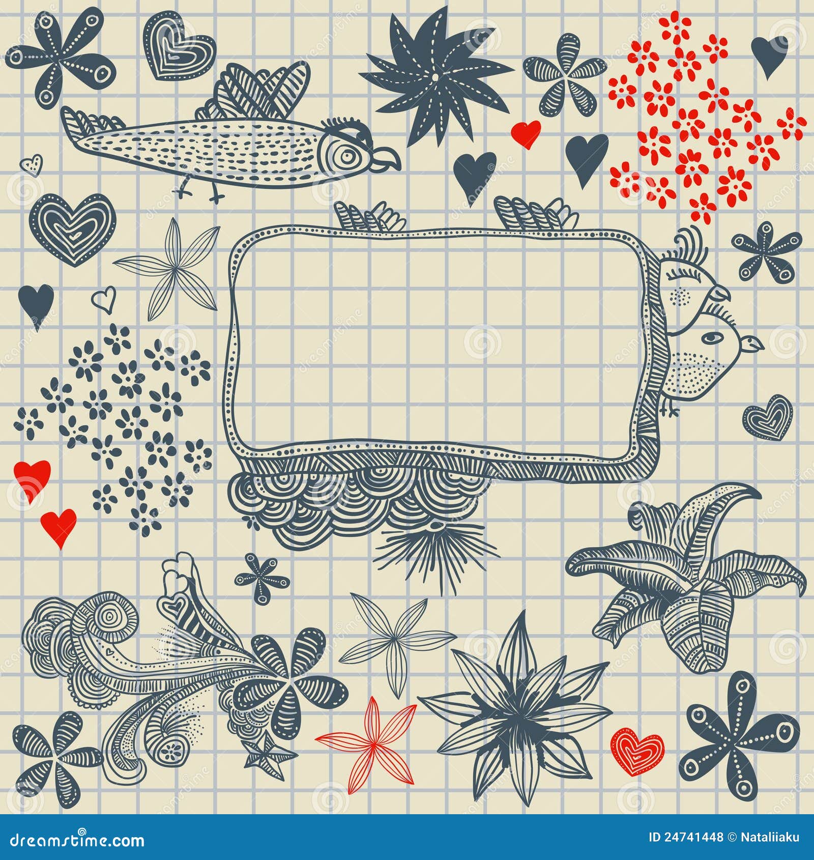 Child S Drawing on a School Exercise Book Stock Vector - Illustration ...