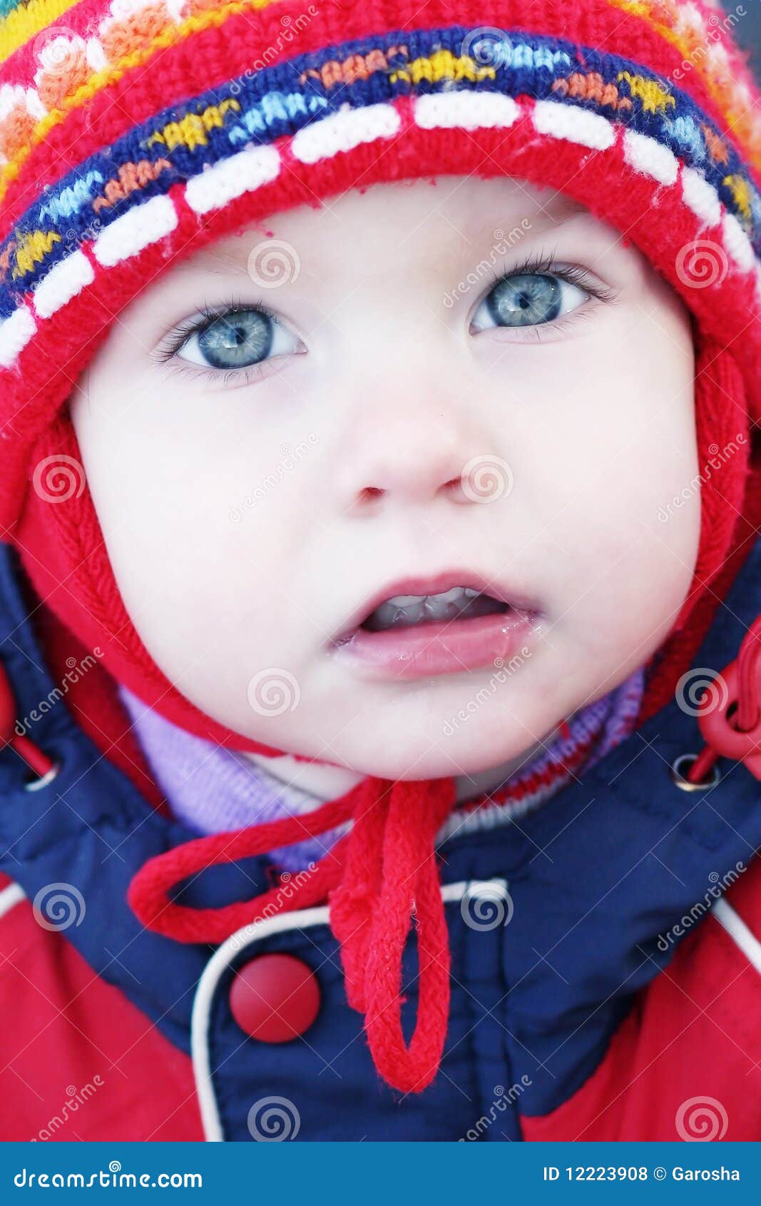 Child s face in a cap stock photo. Image of mouth, cute - 12223908