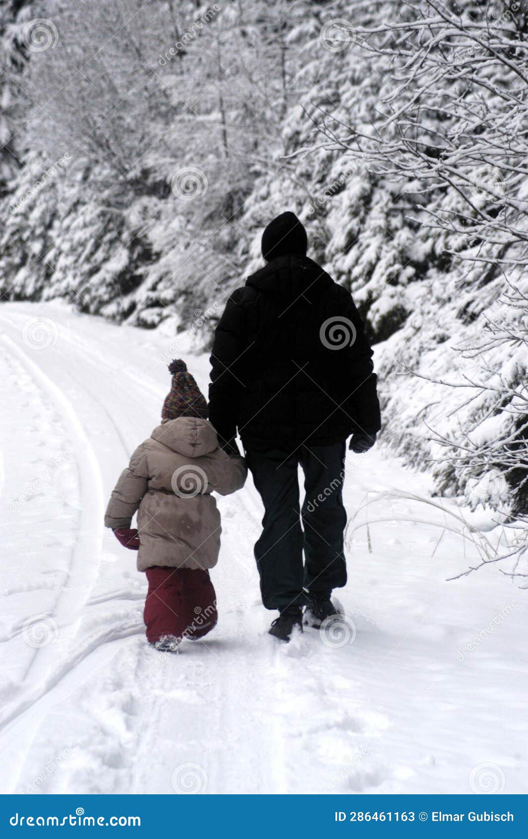 A Child with it S Father in Winter Stock Image - Image of leave, minor ...
