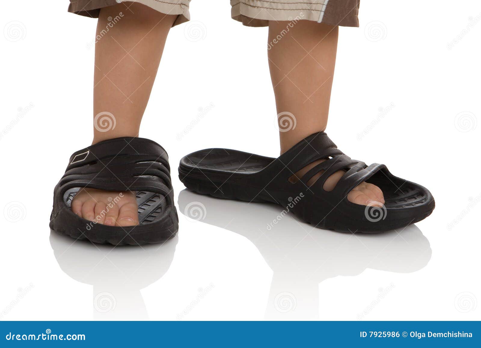 Child S Feet in Large Slippers Stock Photo - Image of grow, footwear ...