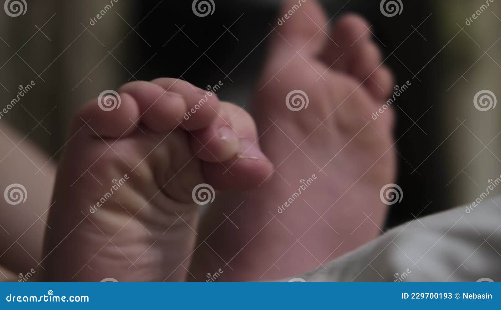 The Child`s Feet Move Their Toes in the Bed Stock Video - Video of ...