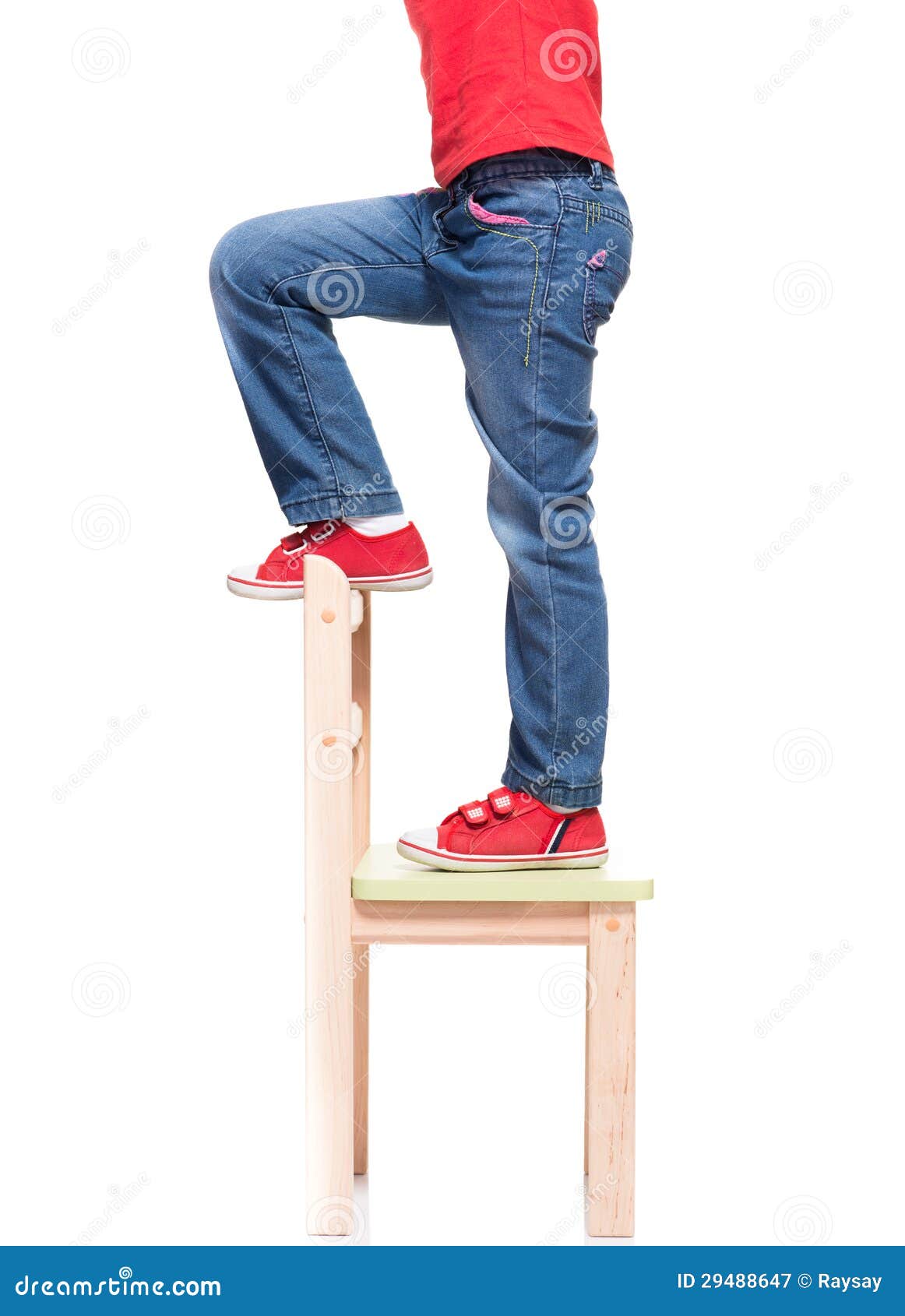 Child S Feet Standing on the Little Chair Stock Image - Image of little ...