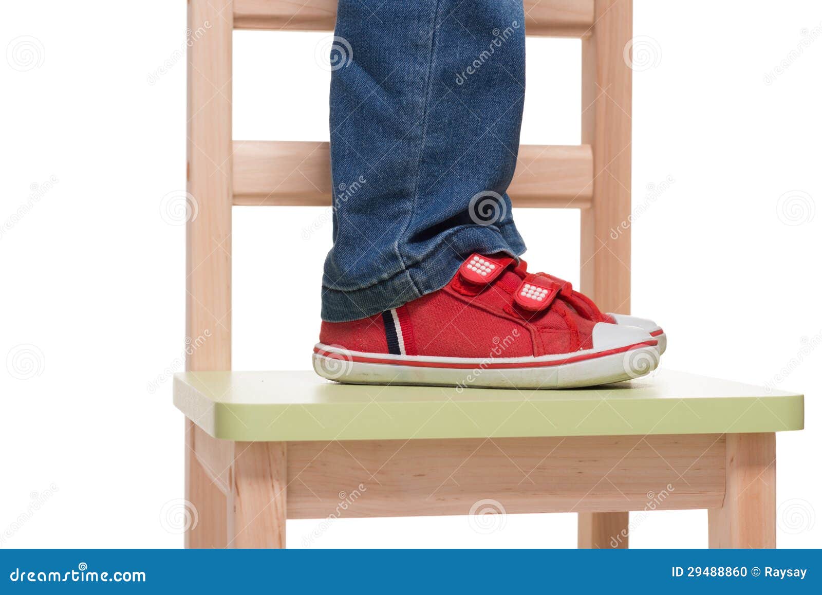 Child S Feet Standing on the Little Chair Stock Photo - Image of ...