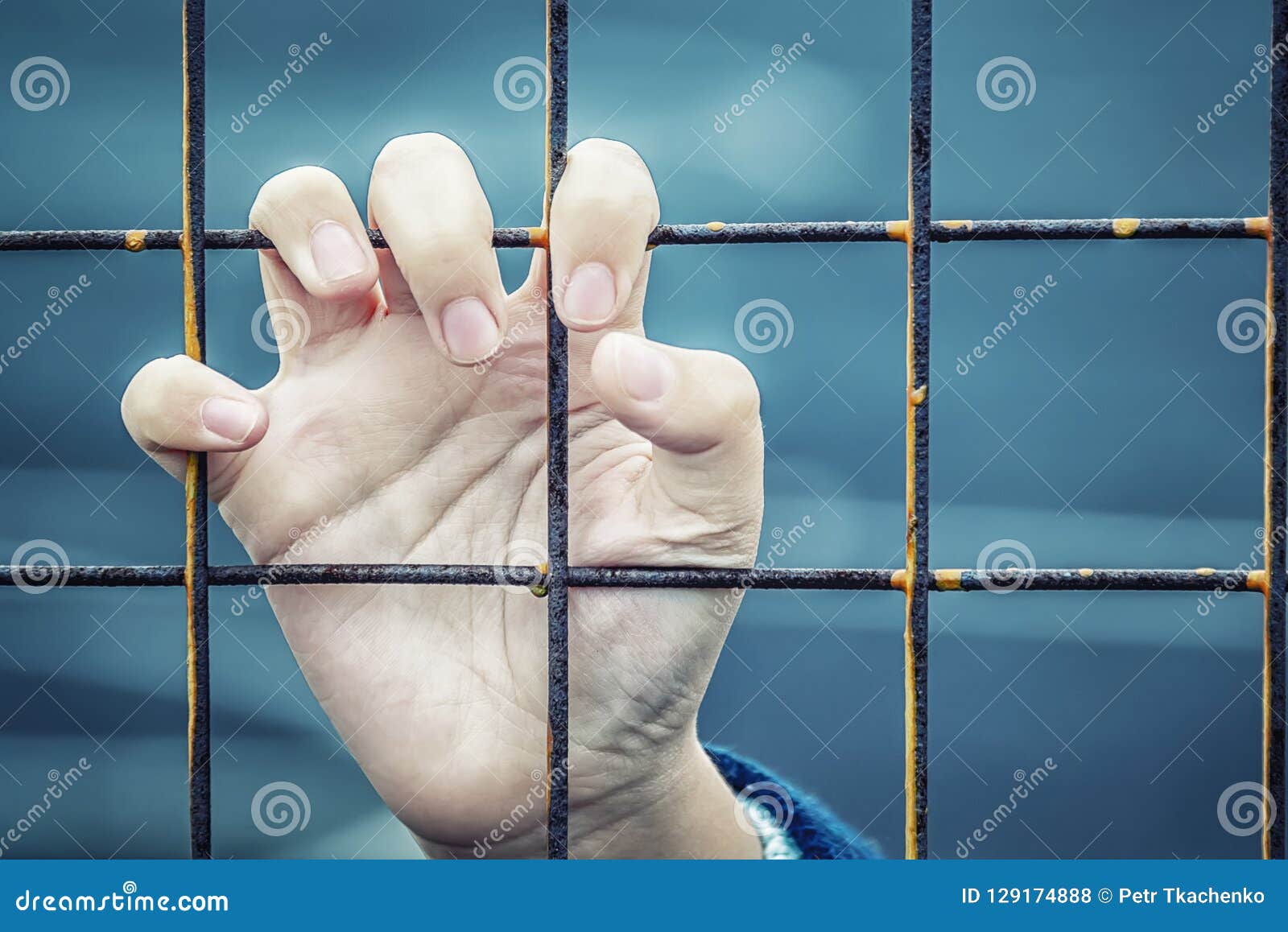 Child`s hand in a cage stock photo. Image of grid, ethnic - 129174888