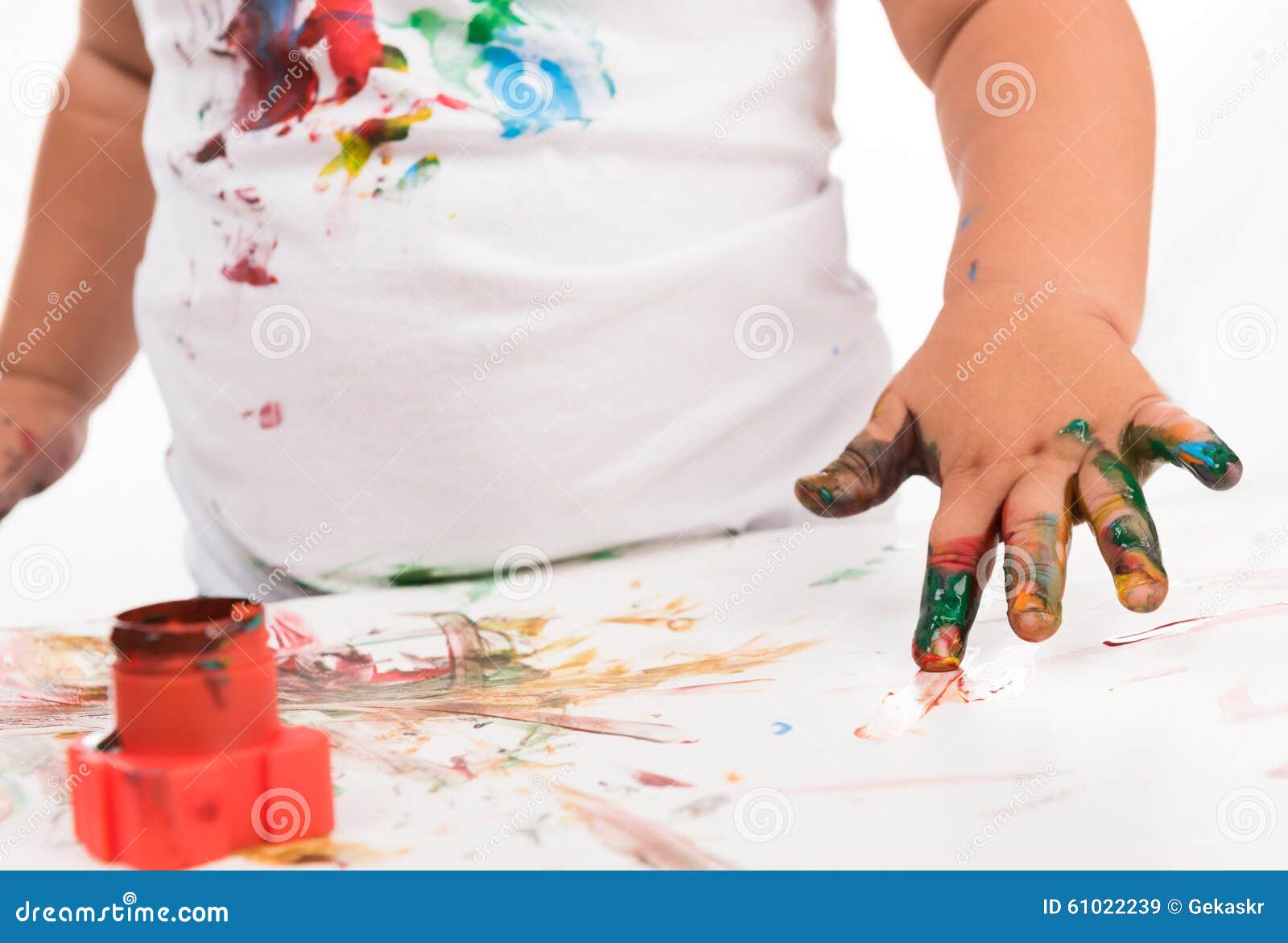 Child s hand and colors stock image. Image of fingerpaint - 61022239