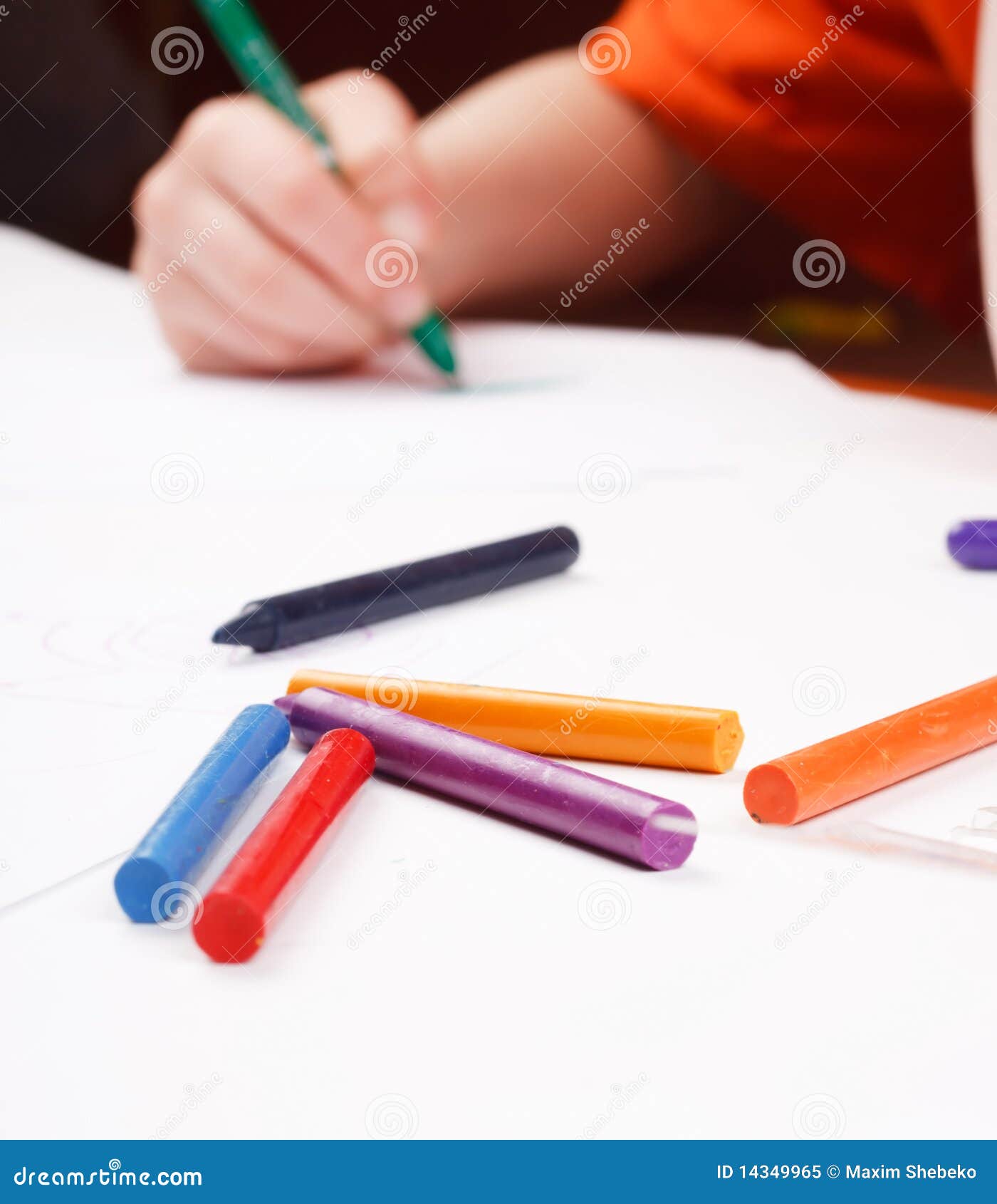 Child s hand drawing stock image. Image of exercise, blue - 14349965