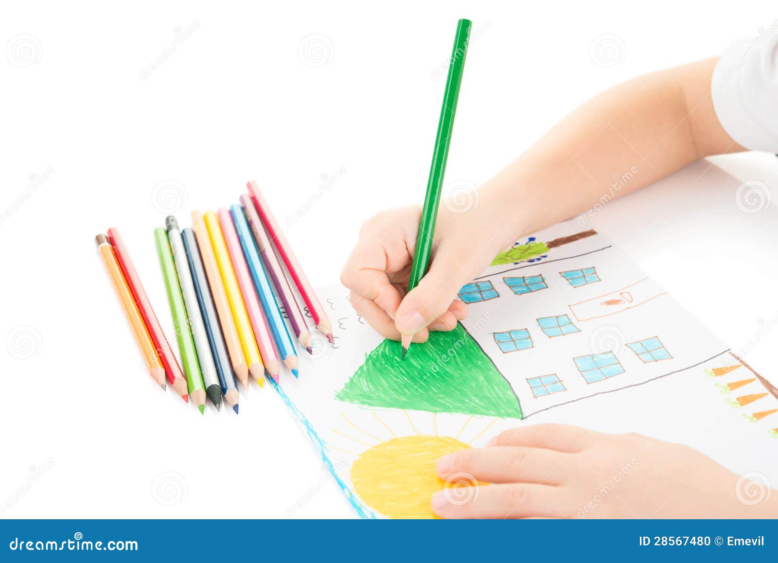 Child s hand drawing stock photo. Image of colorful, beautiful - 28567480
