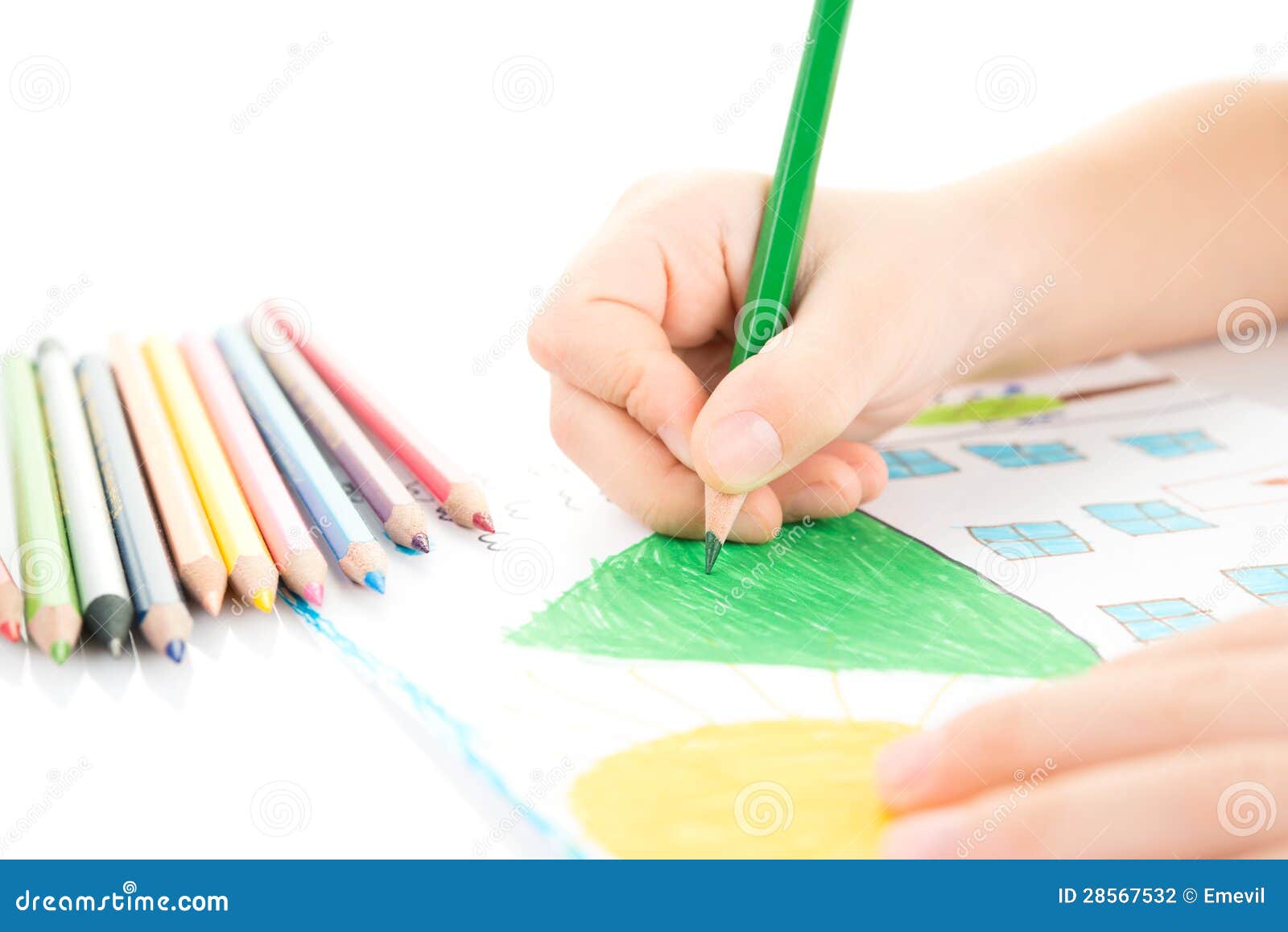 Child s hand drawing stock photo. Image of children, drawing - 28567532