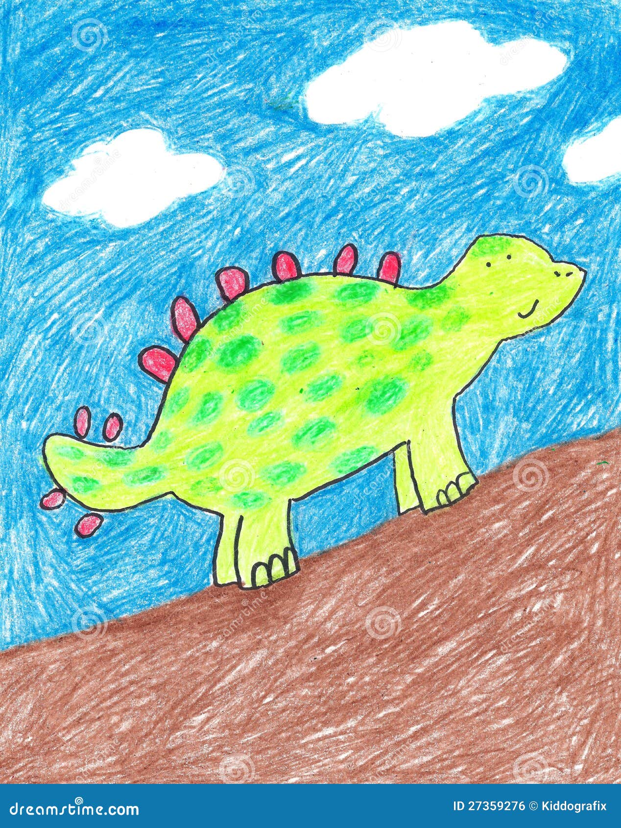 Child S Hand-drawn Dinosaur Stock Illustration - Illustration of color ...