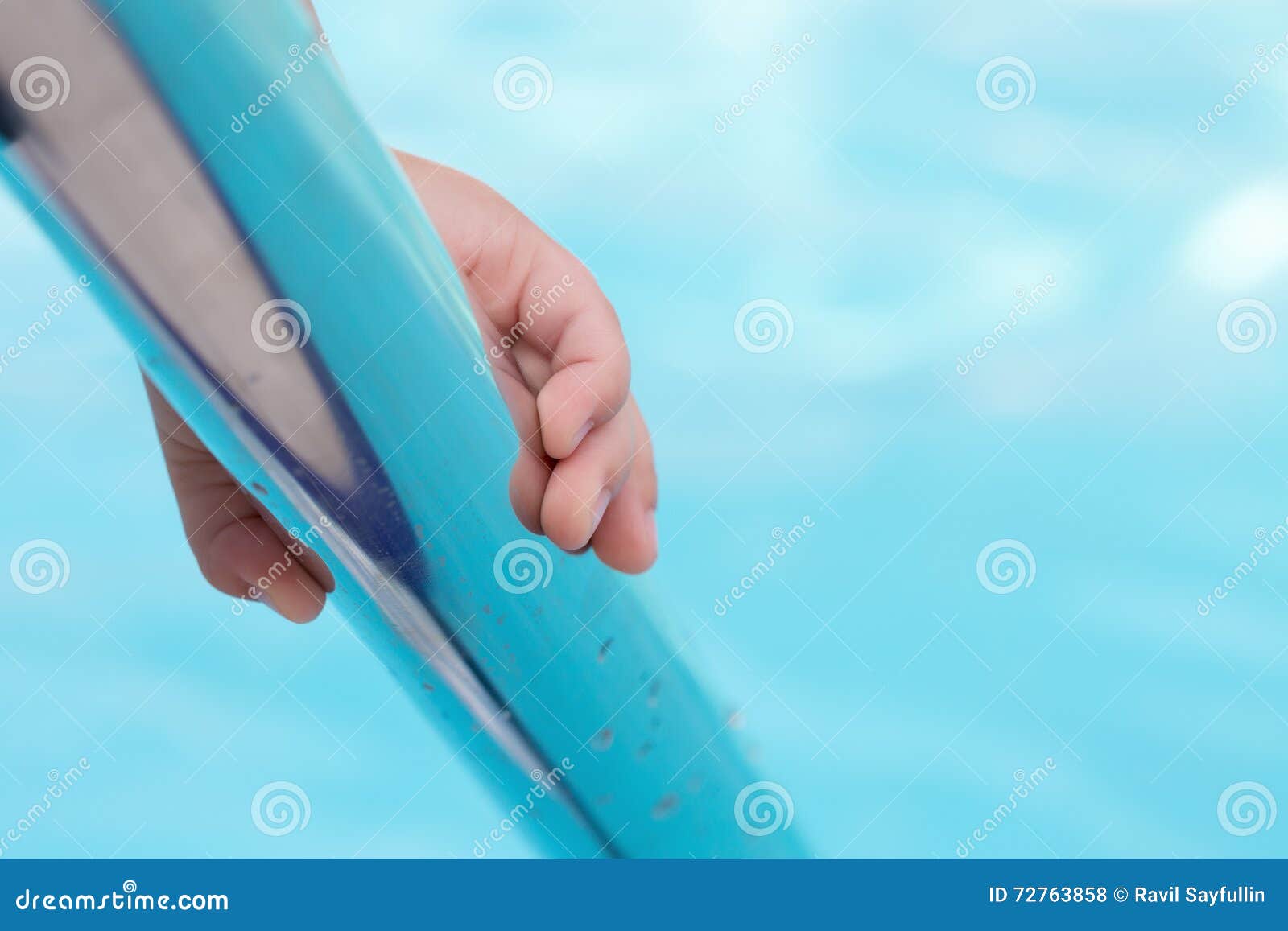 Child S Hand Holding a Handrail in Swimming Pool Stock Photo - Image of ...