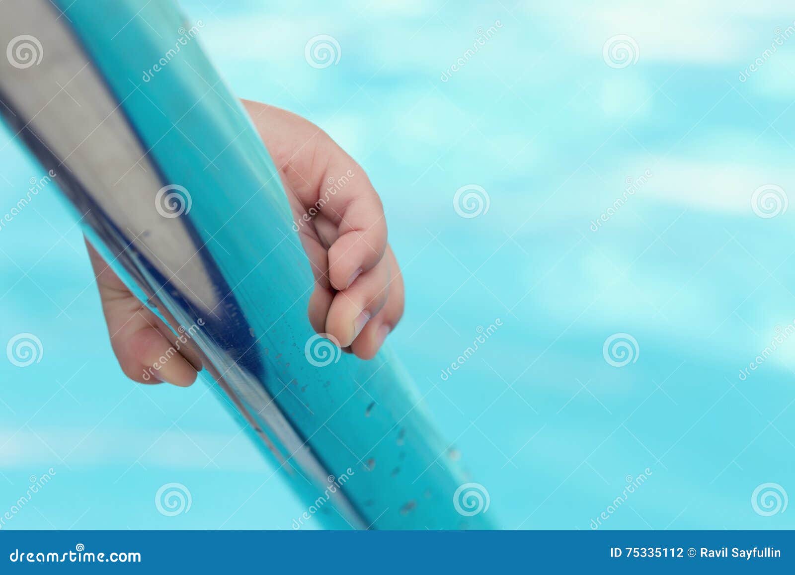 Child S Hand Holding a Handrail in Swimming Pool Stock Photo - Image of ...