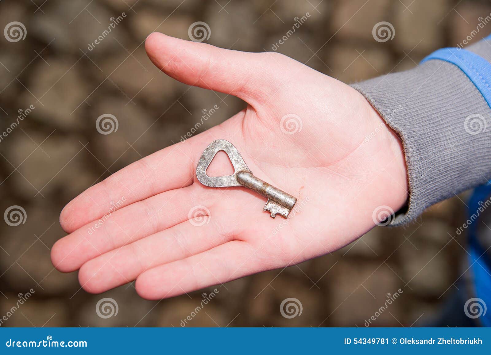 Child S Hand Holding One Old Key Stock Image - Image of door, latch ...