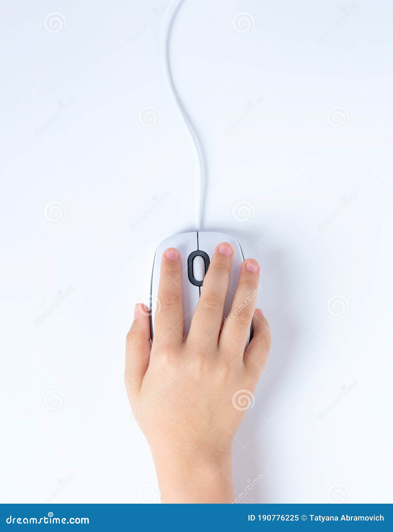 Child`s Hand Holds a Computer Mouse on a White Background Stock Image ...