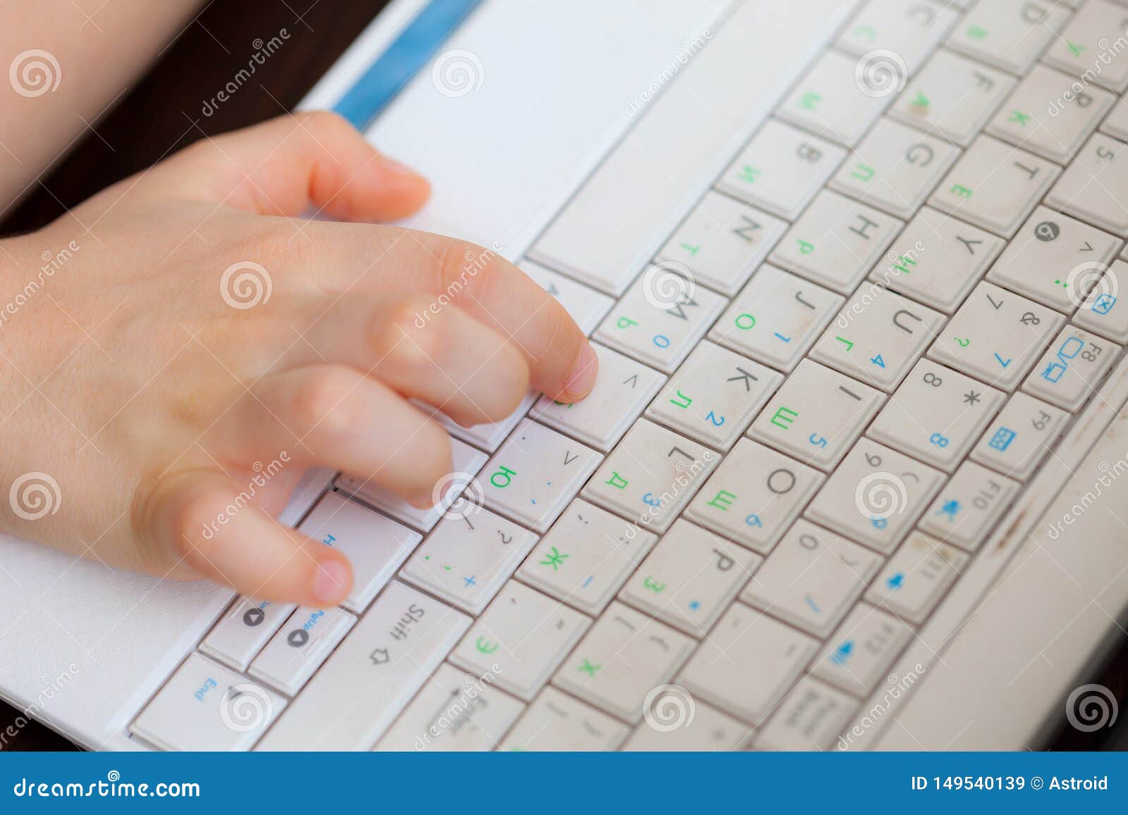Child`s Hand on the Laptop Keyboard Stock Image - Image of learning ...