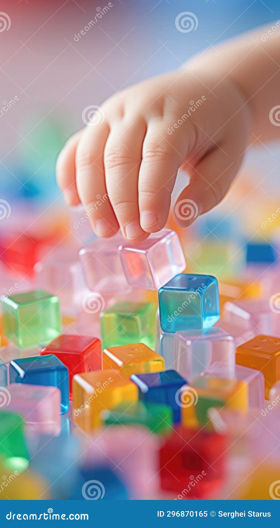 A Child& X27;s Hand Reaching for a Colorful Plastic Toy, AI Stock ...