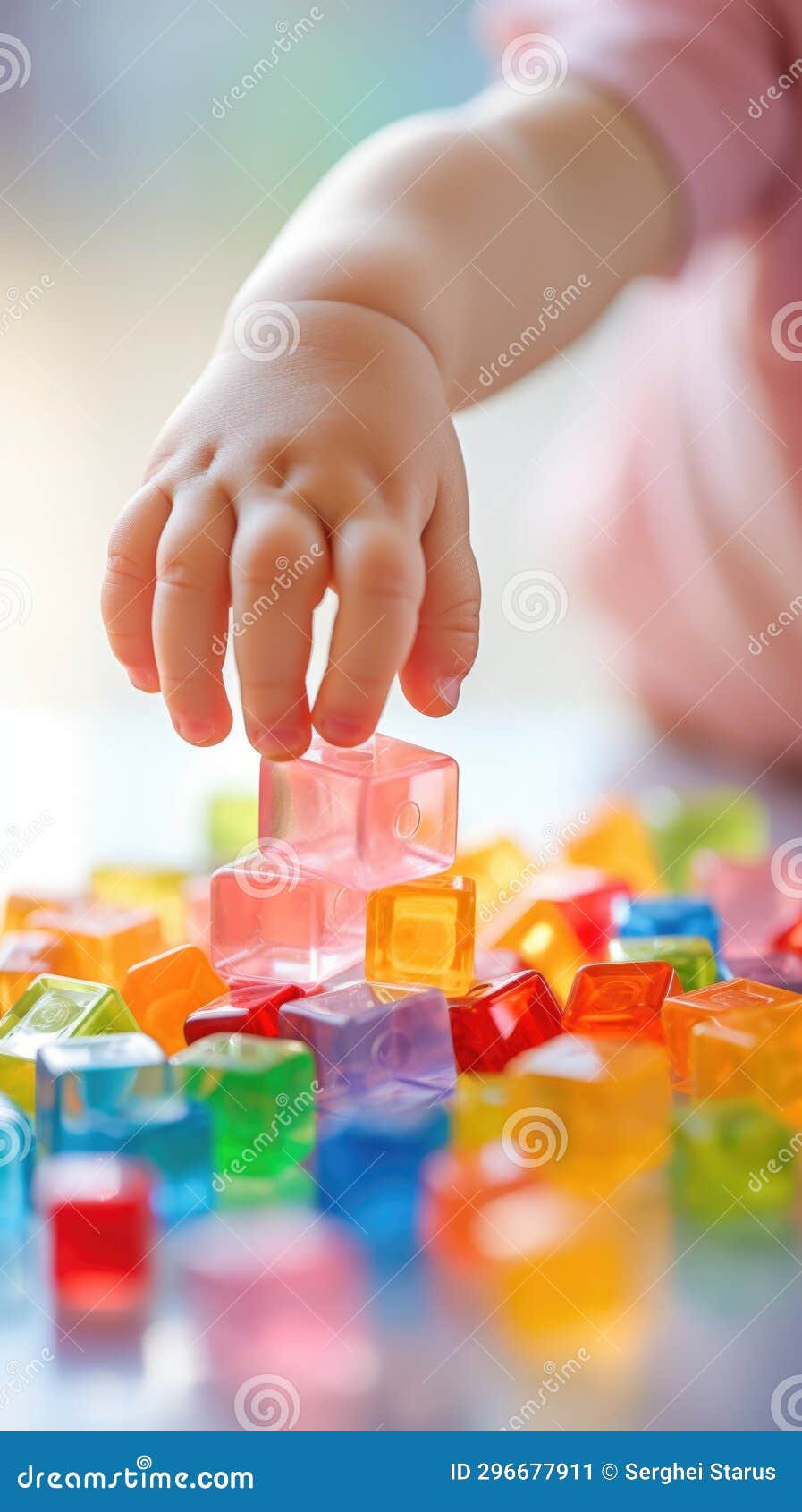 A Child& X27;s Hand Reaching for a Piece of Plastic Toy, AI Stock Image ...