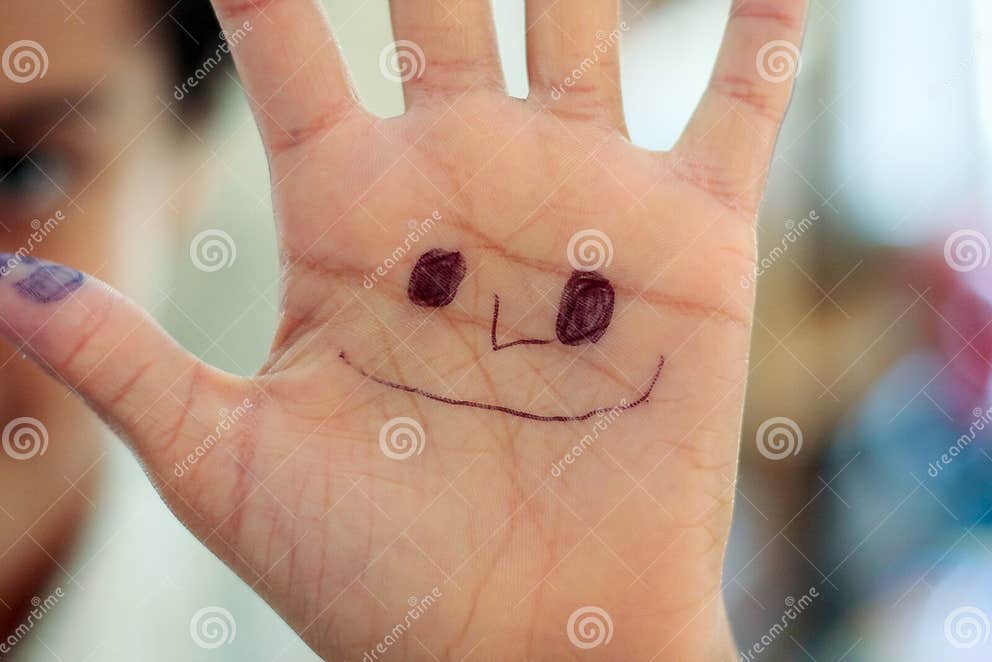 Child S Hand with Smiley Face Stock Photo - Image of communications ...