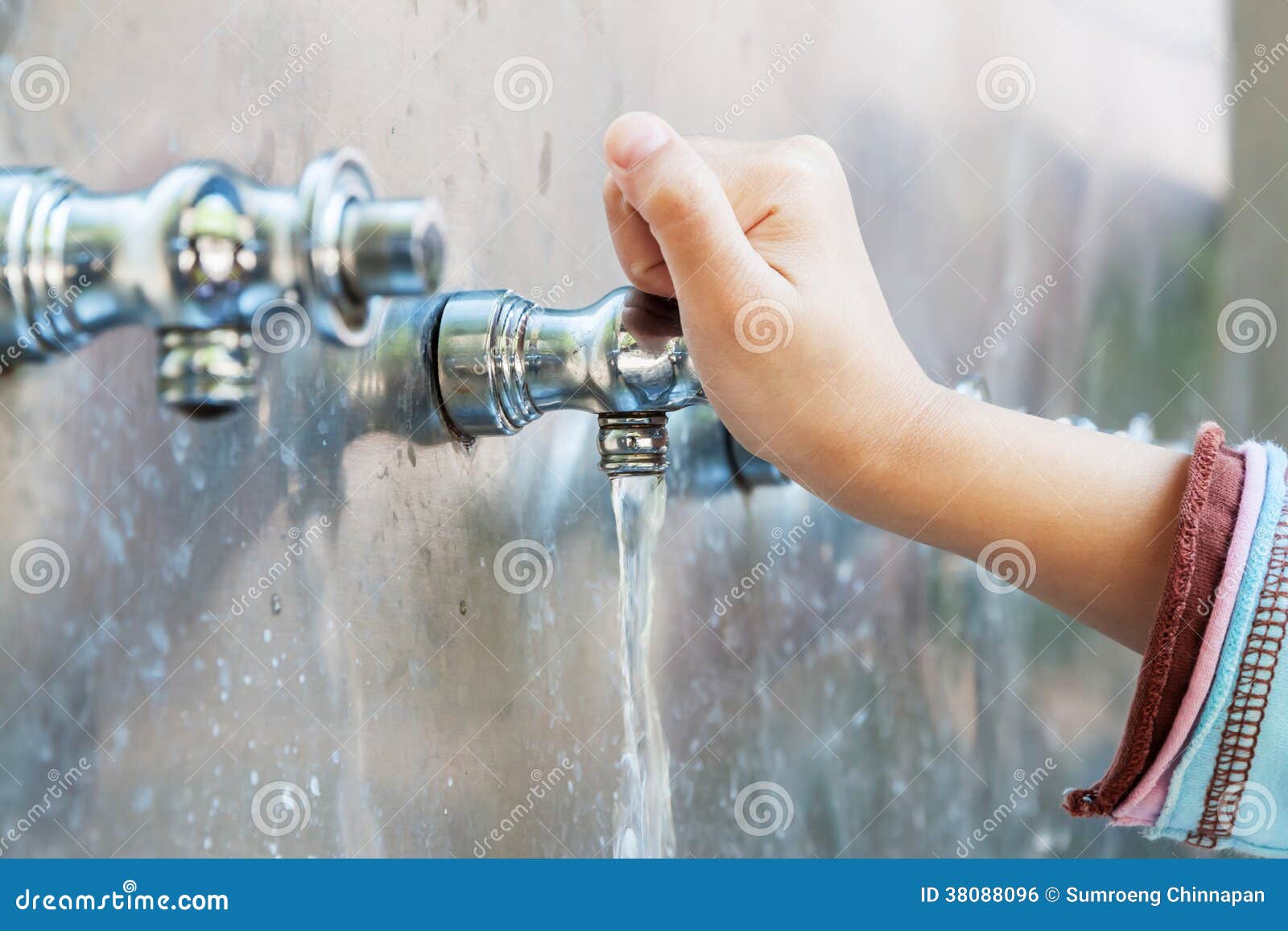 Child S Hand with Tap Water Stock Photo - Image of rustic, droplet ...