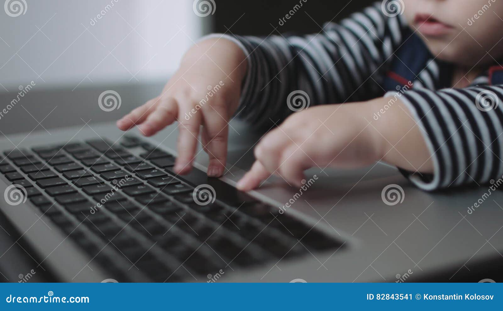 Child`s Hand Touching Laptop Keyboard Stock Video - Video of child ...