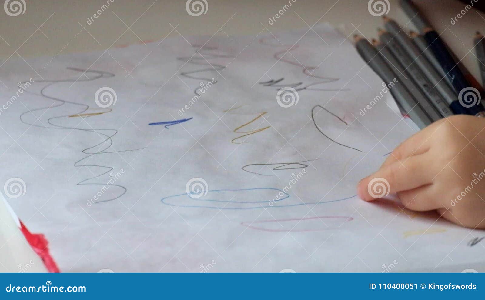 Child`s Hands Draw Multicolored Scribbles on a Sheet Stock Video ...