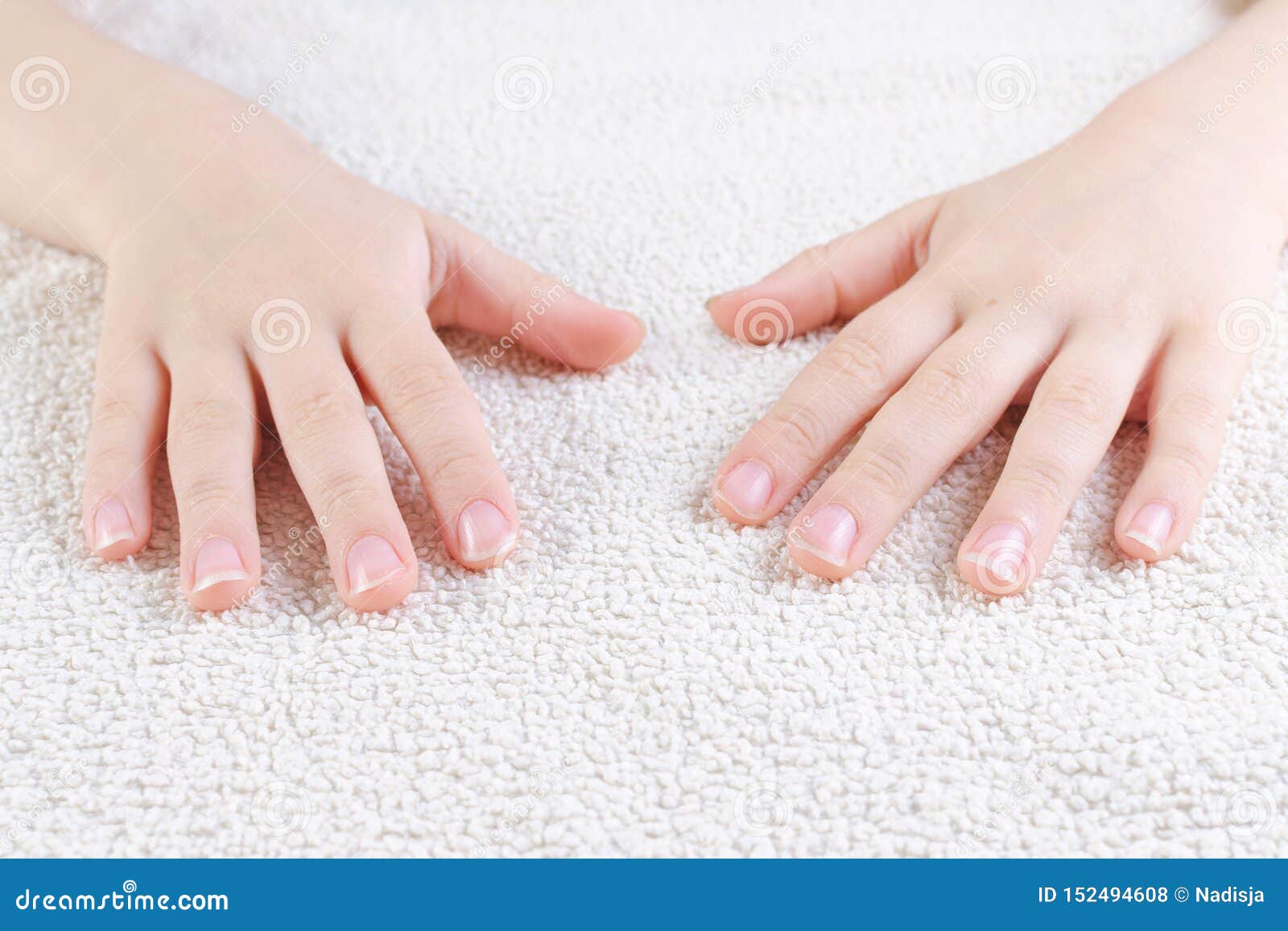 Child`s Hands with Long Nails, Towel, Closeup Stock Photo - Image of ...