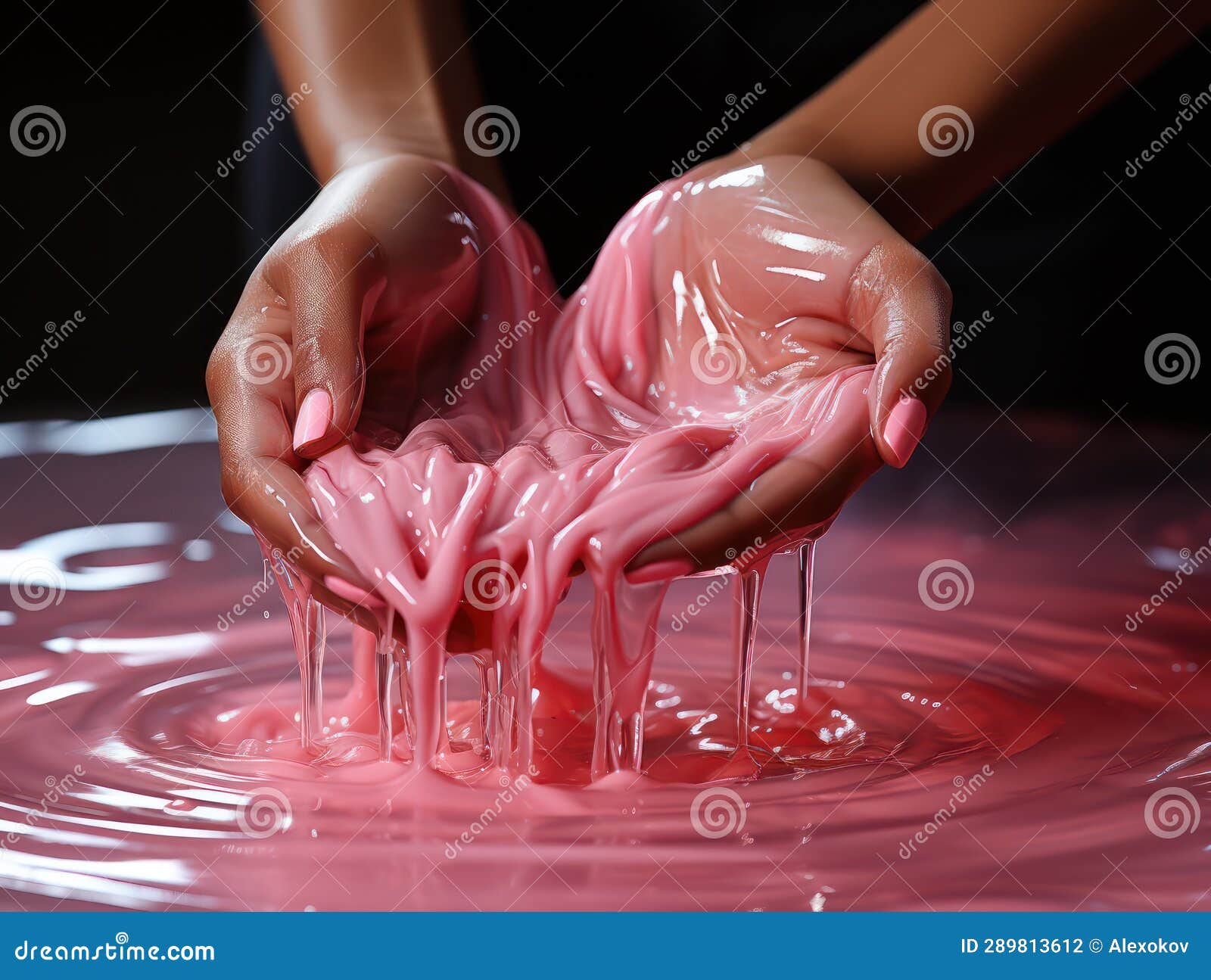 Child S Hands Playing with Squishy Pink Slime AI Generated Stock ...