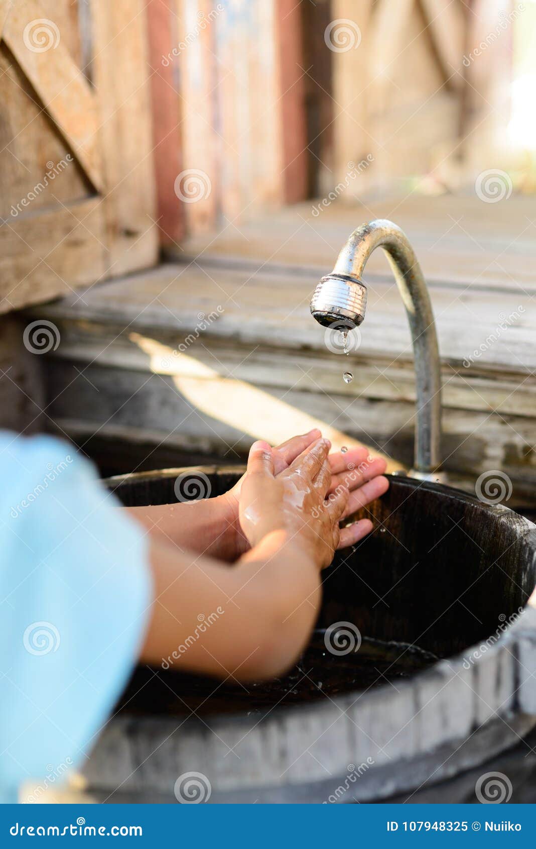 Child& X27;s Hands Washing Outdoor. Stock Image - Image of outdoors ...