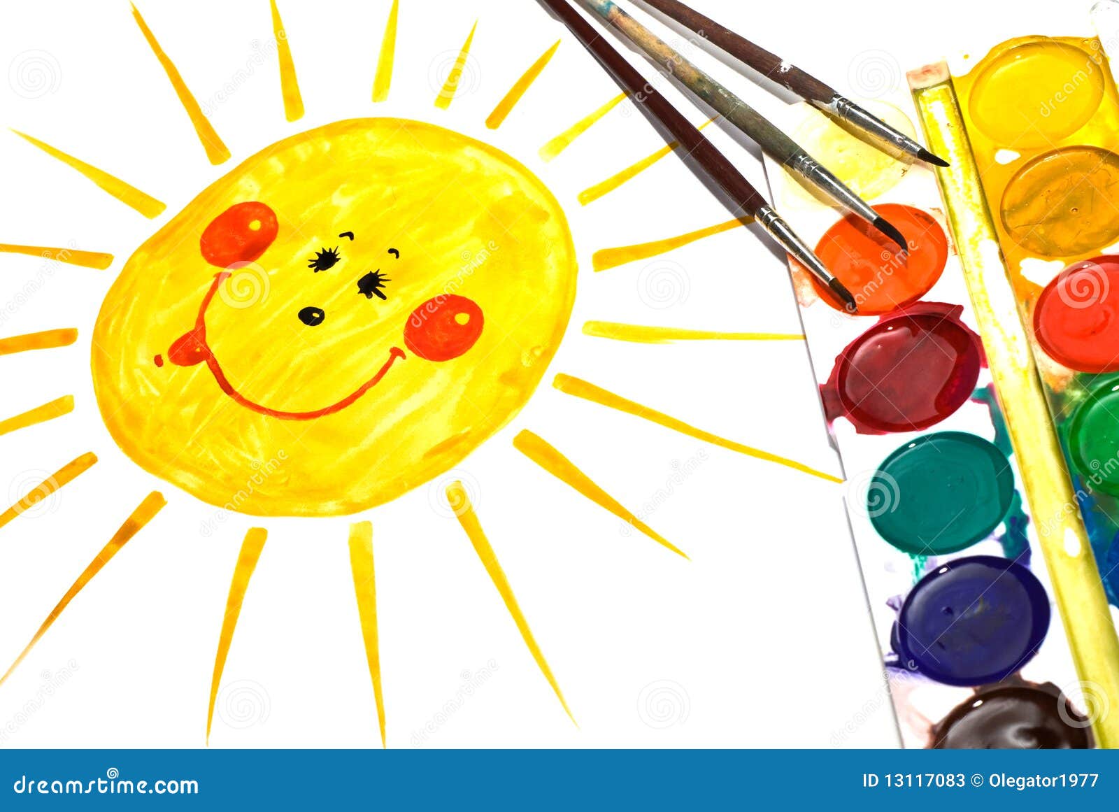 Child S Painting of Smiling Sun Stock Image - Image of smiling, brush ...