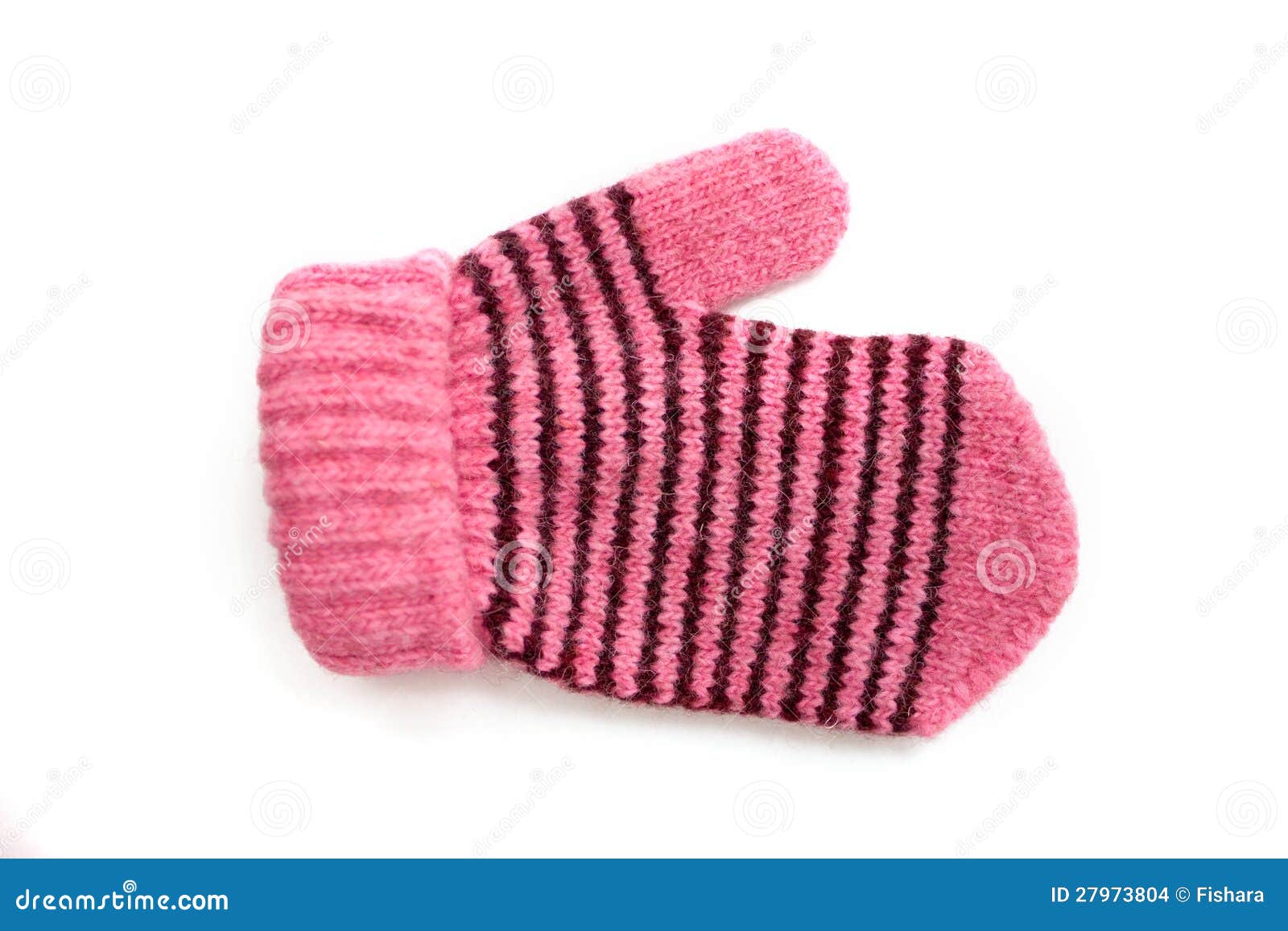 Child S Pink Mittens with Black Stripe Stock Photo - Image of line ...