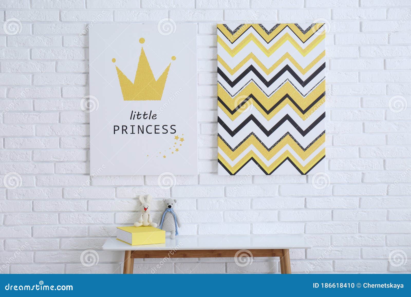 Child`s Room with Cute Posters on Wall Stock Photo - Image of interior ...