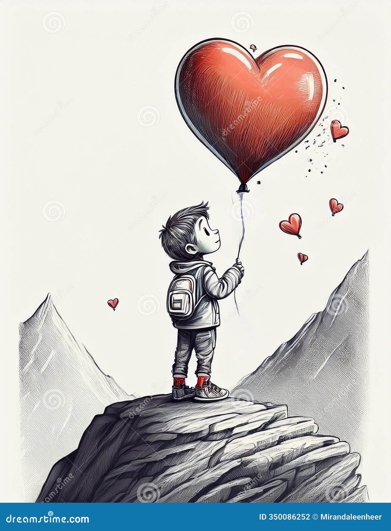 Child Sad with Heart Balloon Cartoon Stock Photo - Image of balloon ...