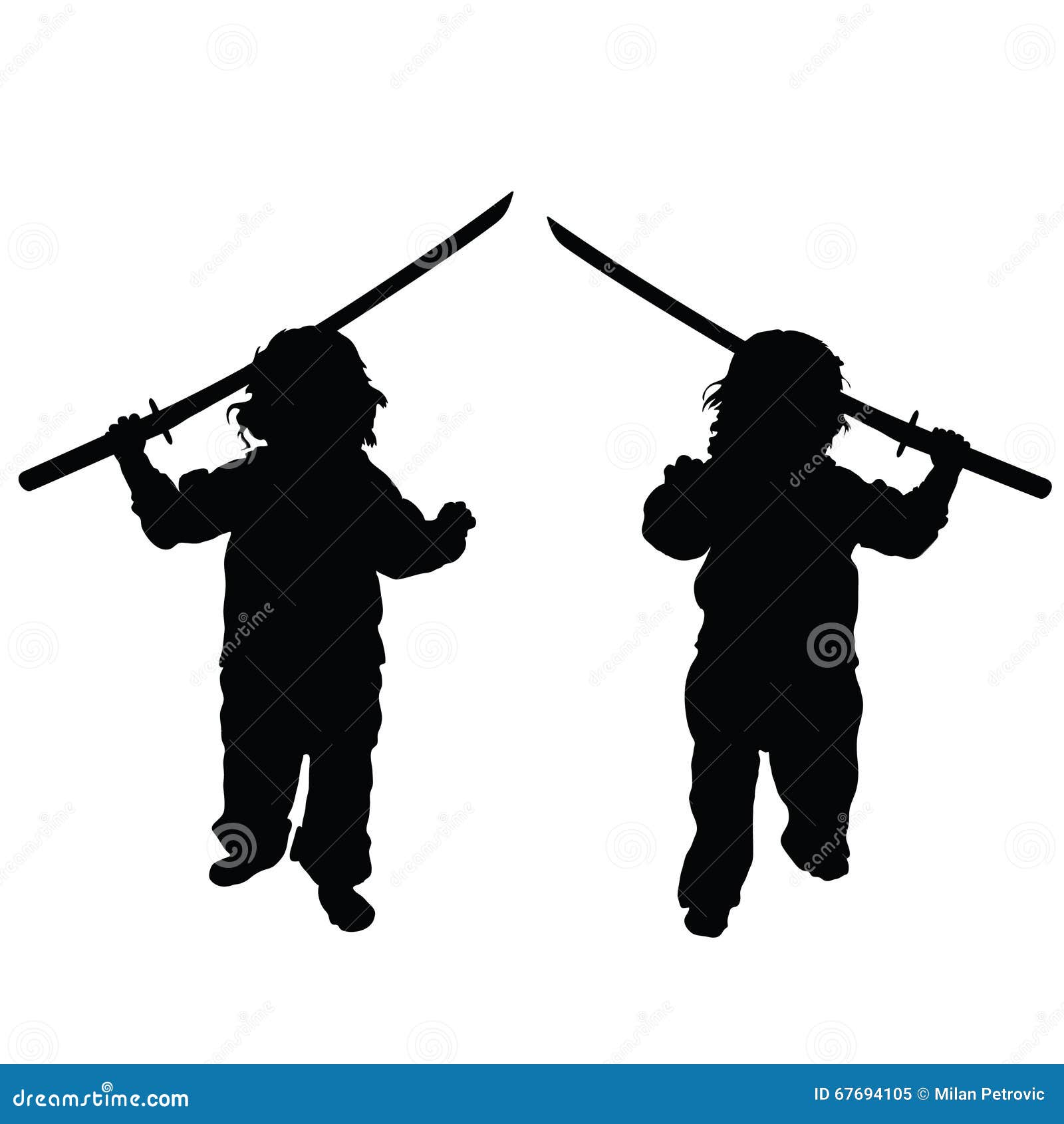 Child with Samurai Sword Set Illustration Stock Vector - Illustration ...