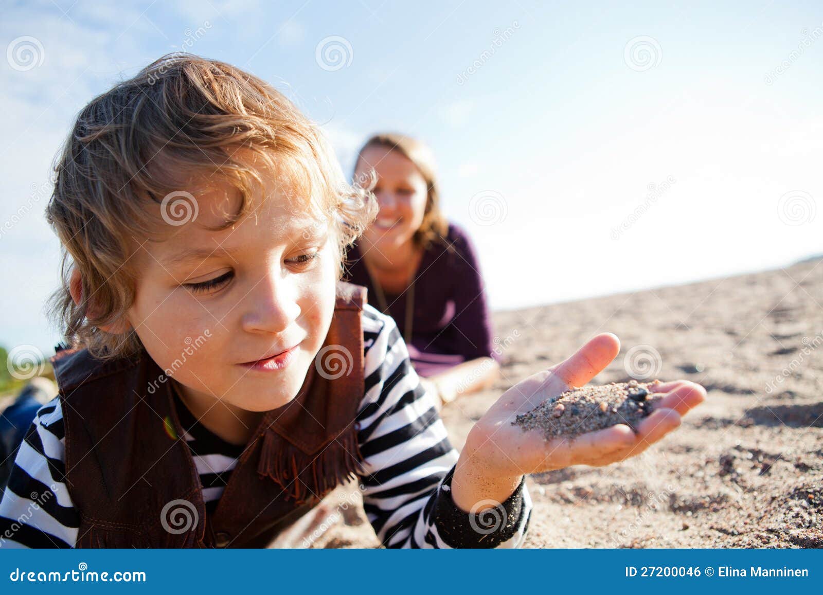 Child with Sand in Hand at Beach. Stock Photo - Image of portrait ...