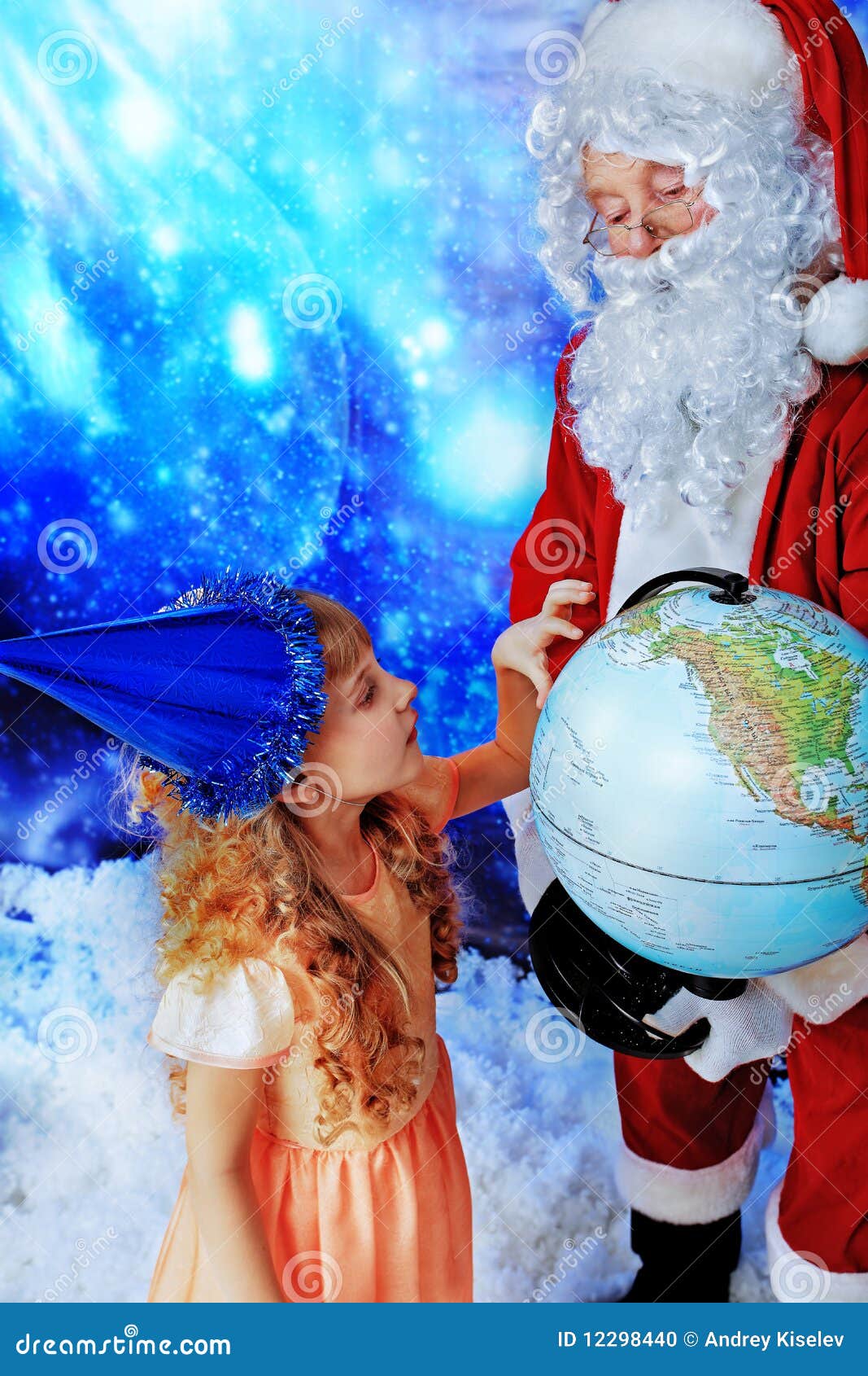 Child and santa stock photo. Image of costume, globe - 12298440
