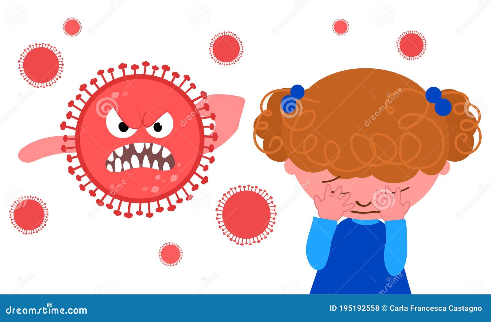Child Scared by COVID-19 Virus Vector Illustration Stock Vector ...