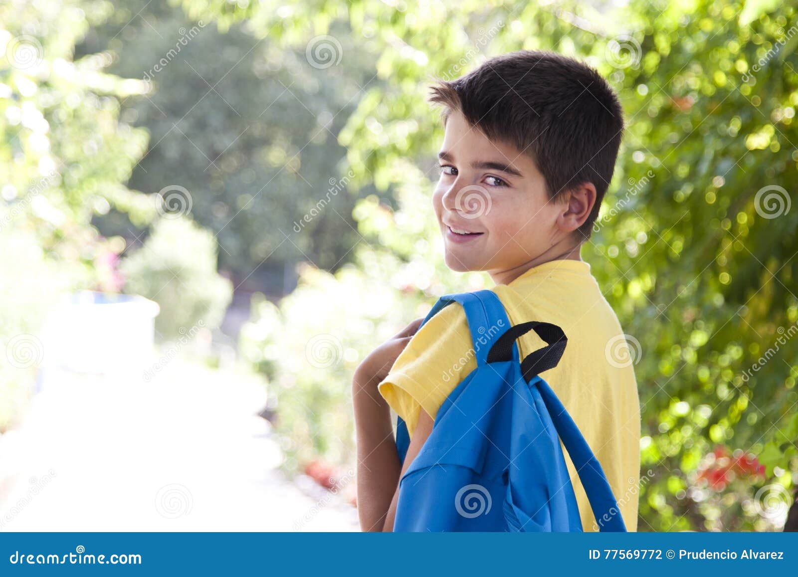 Child with school bag stock photo. Image of learning - 77569772