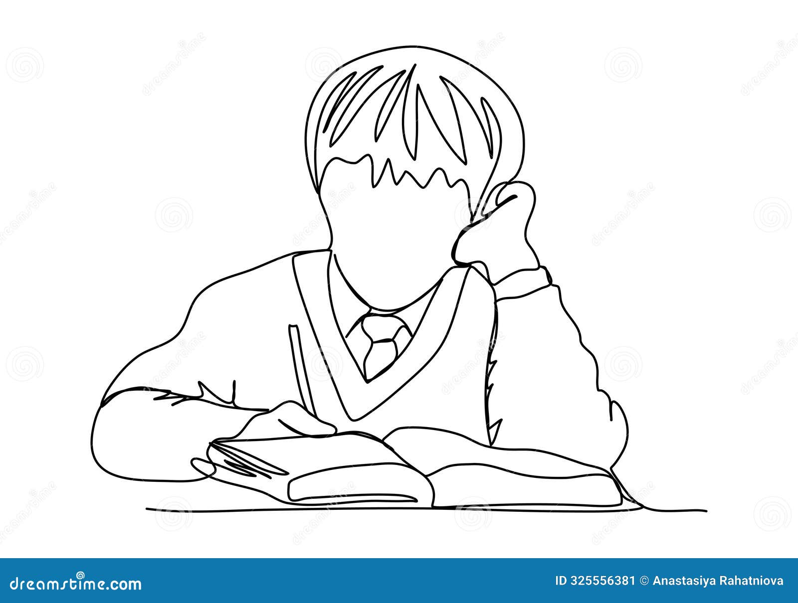 Child in School Uniform. One Line Drawing Vector Illustration Stock ...