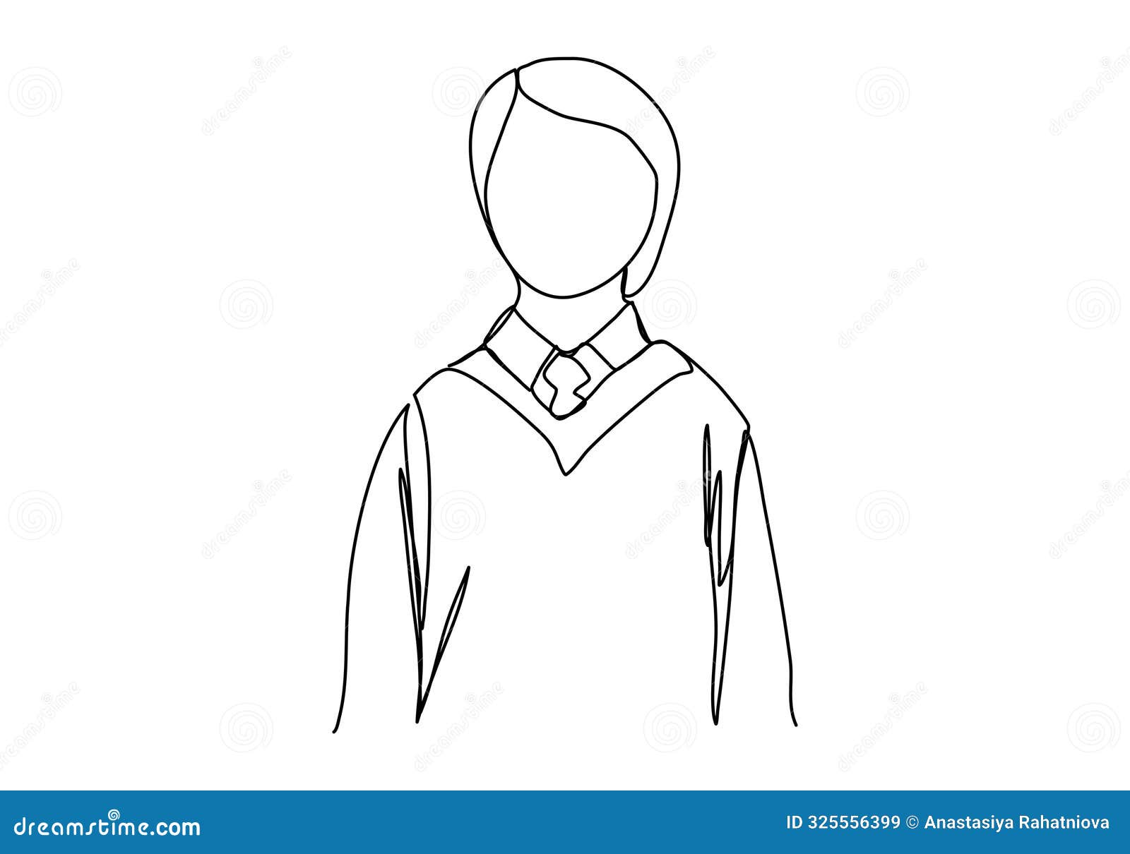 Child in School Uniform. One Line Drawing Vector Illustration Stock ...